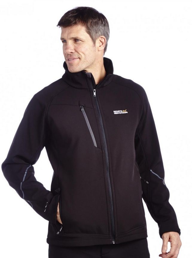 Regatta Davies Softshell Jas Heren - Zwart/Grijs | SoftshellWebshop.nl