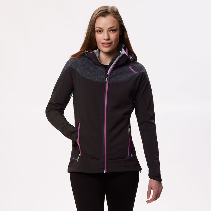 Regatta Desoto IV Softshell Winter Jas Dames - Zwart met Paars ...