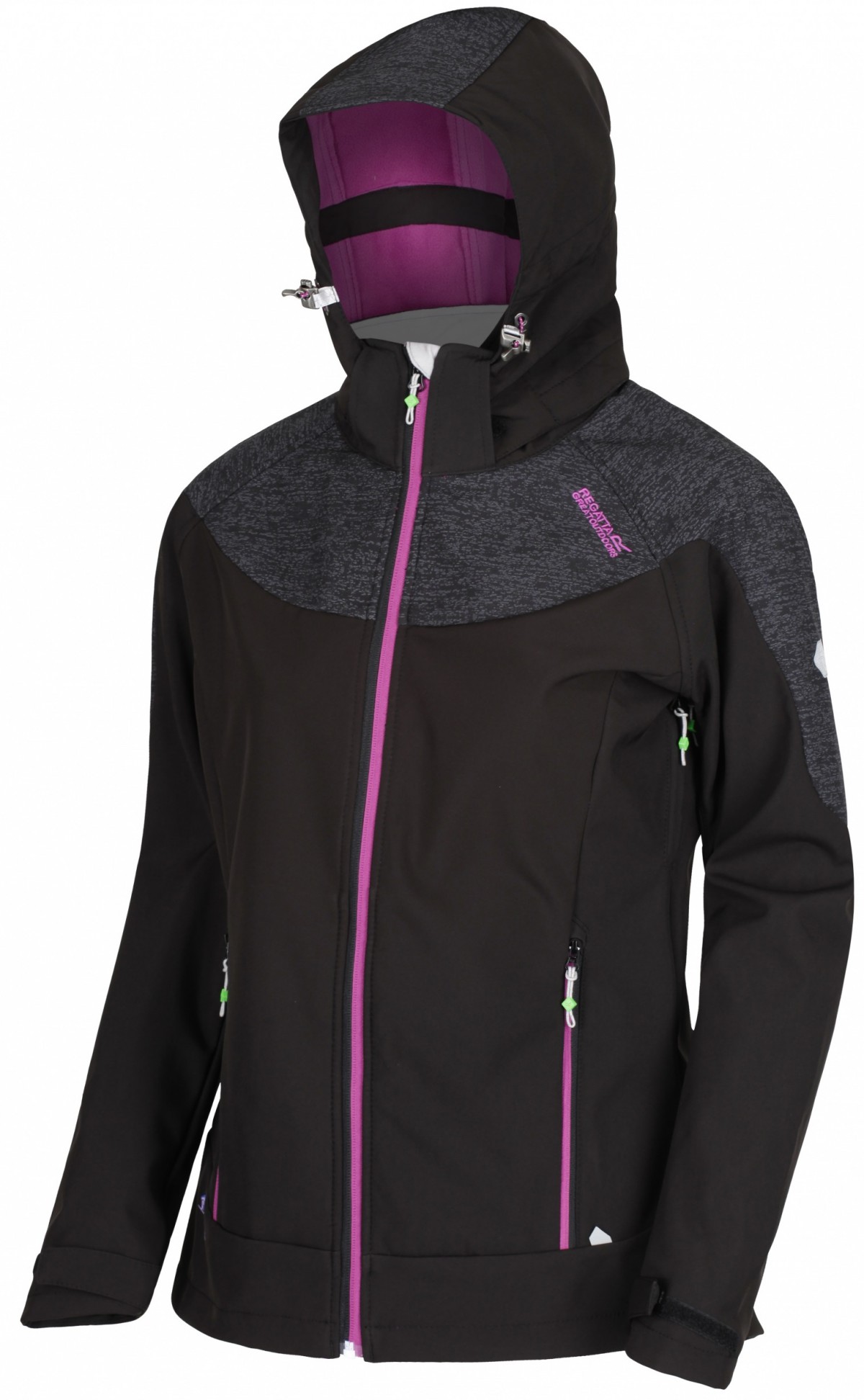 Regatta Desoto IV Softshell Winter Jas Dames - Zwart met Paars ...